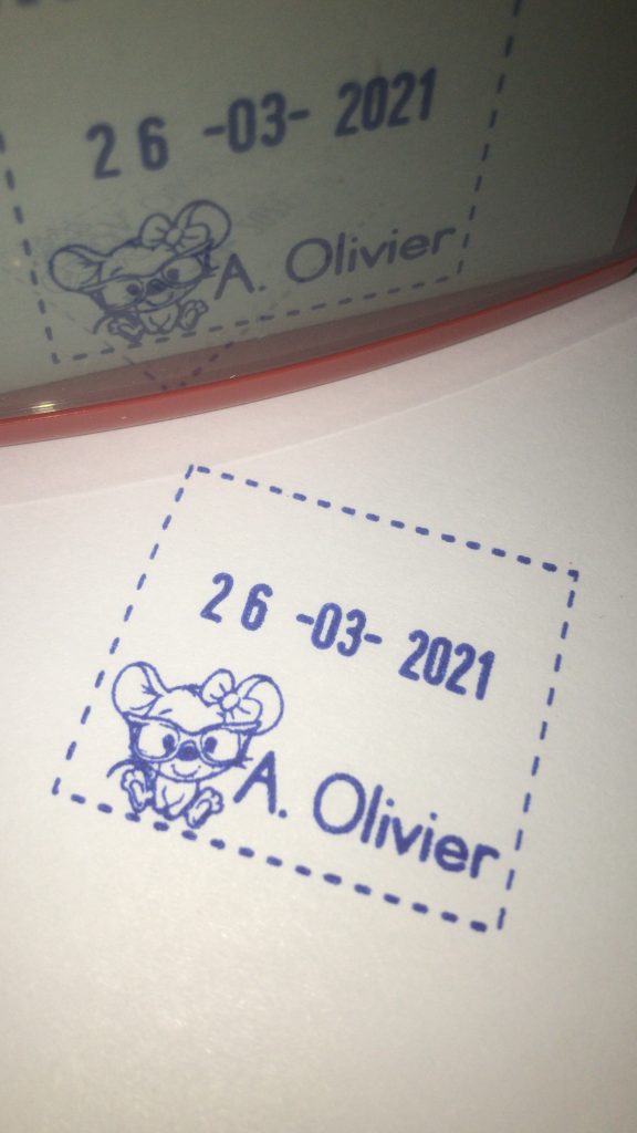 Mouse and name - 42mmx42mm dater | Juffrou 911 Stamps