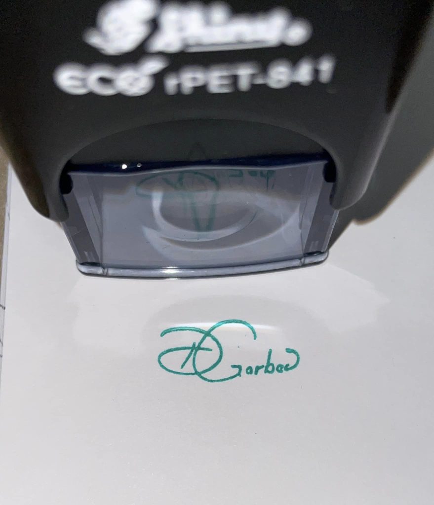 14mmx38mm signature stamp - self inking | Juffrou 911 Stamps