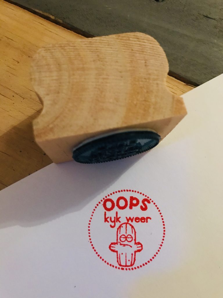 Kaktus oops kyk weer 3cmx3cm wooden stamp | Juffrou 911 Stamps