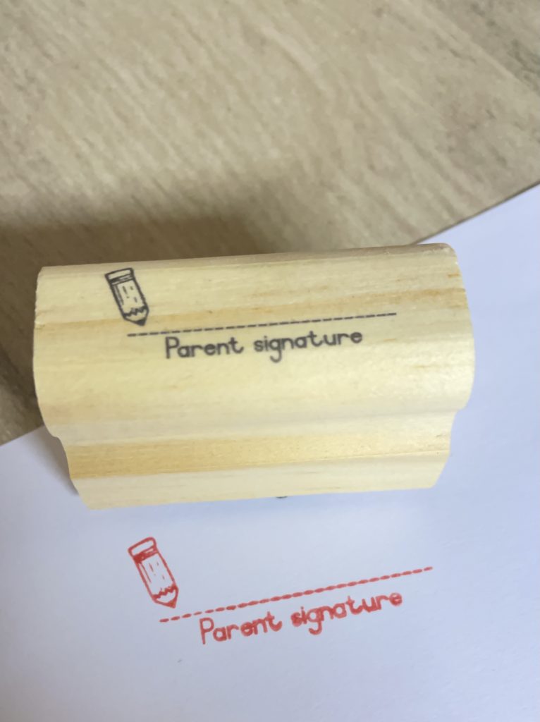 Parent signature - 20mmx45mm wooden stamp | Juffrou 911 Stamps
