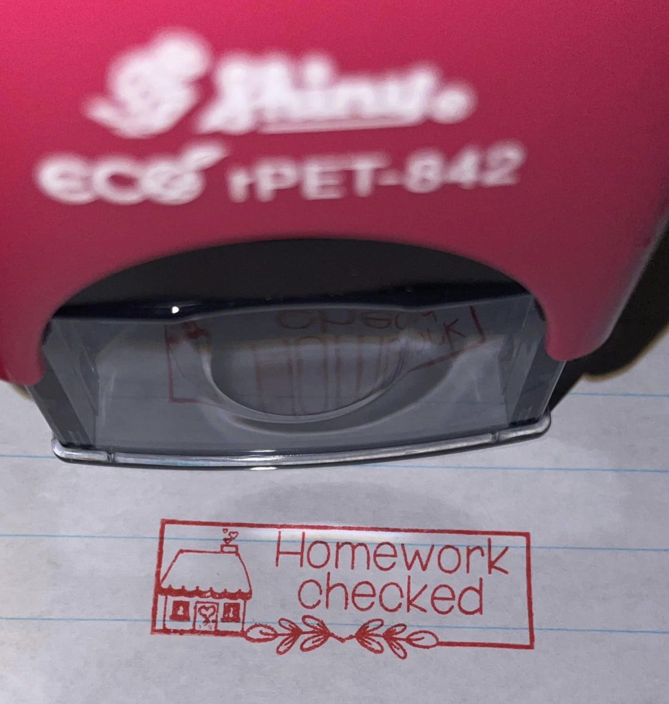 14mmx38mm self inking stamp - Homework | Juffrou 911 Stamps